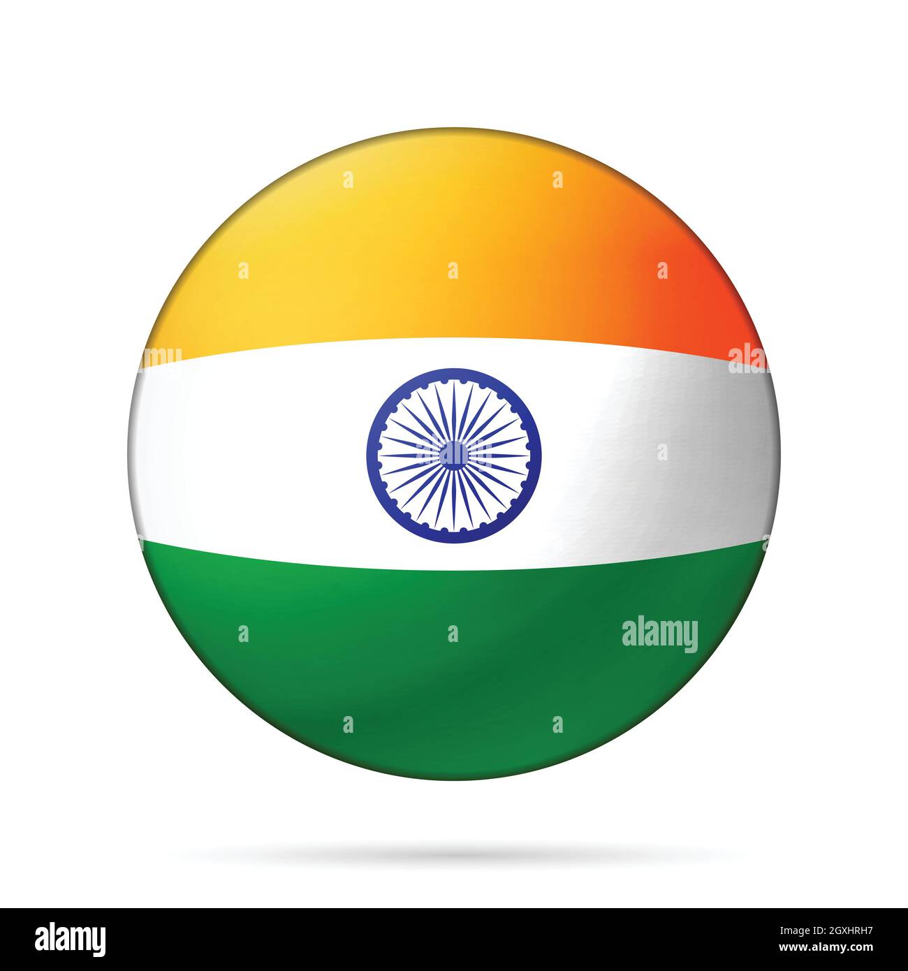 Glass light ball with flag of India. Round sphere, template icon ...