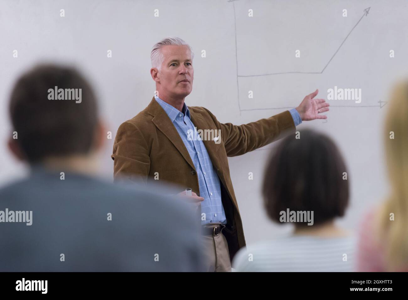 group of students study with professor in modern school classroom Stock ...