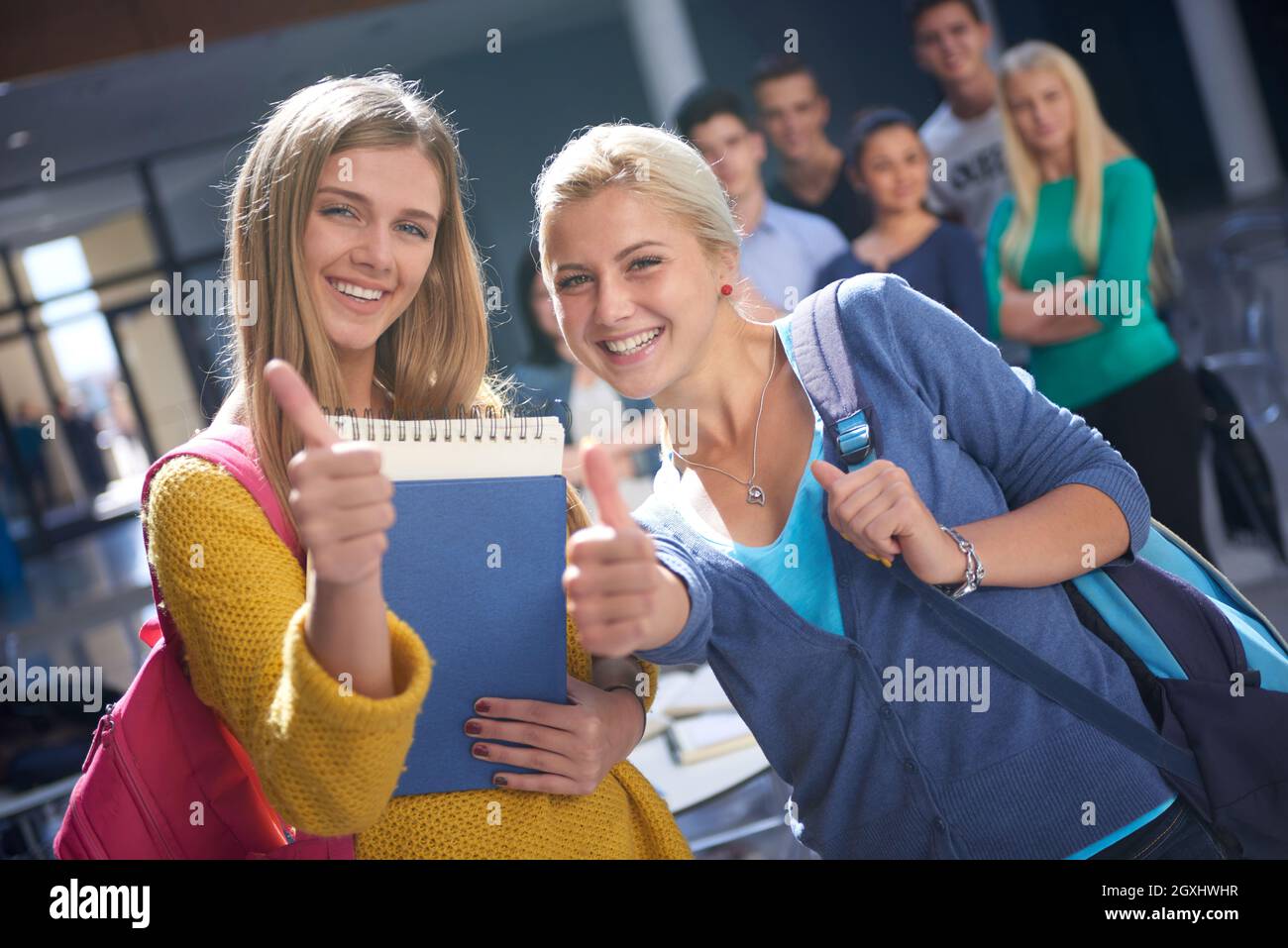 happy students group study in classroom Stock Photo - Alamy