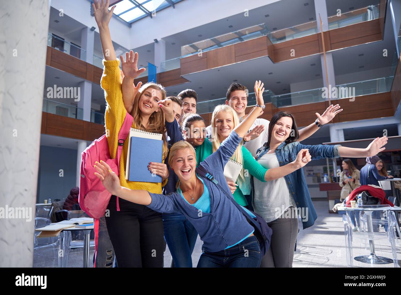 happy students group study in classroom Stock Photo - Alamy