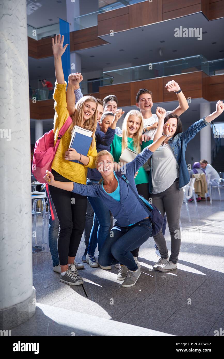 happy students group study in classroom Stock Photo - Alamy
