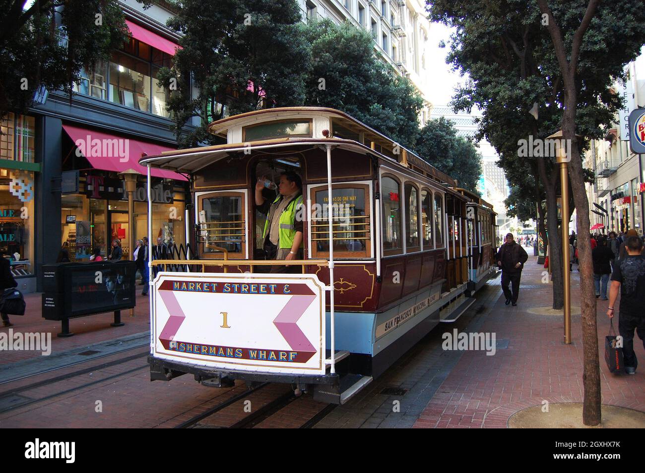 Antique Cable Car Powell Hyde Line at Powell Street terminal at Market ...