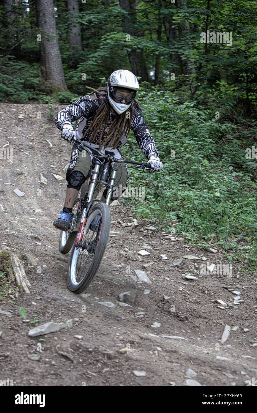 Downhill, sport, bicycle, mountain Stock Photo - Alamy