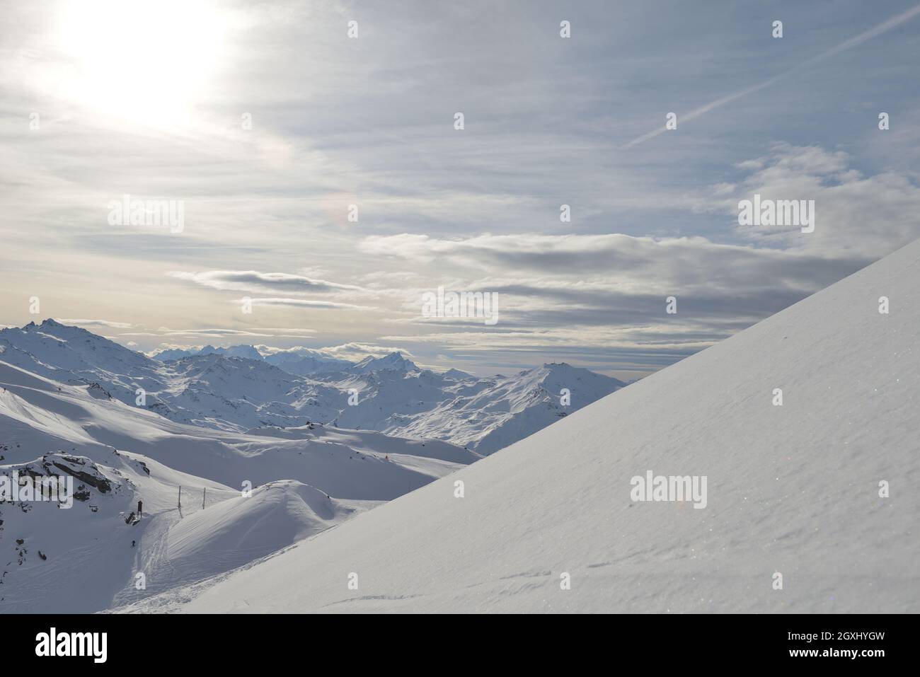 winter mountains beautiful alpine panoramic view of fresh snow capped ...