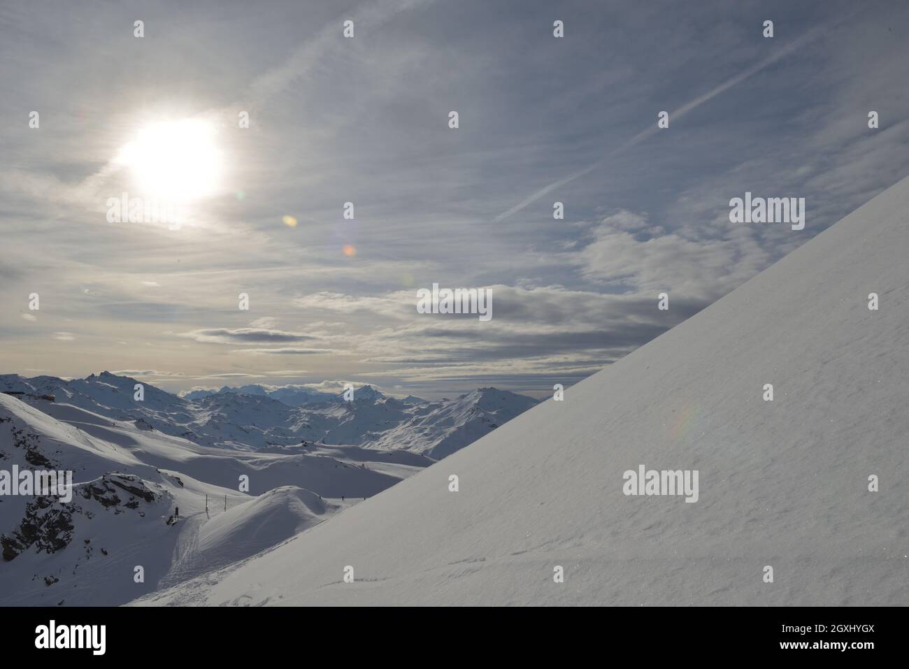 winter mountains beautiful alpine panoramic view of fresh snow capped ...