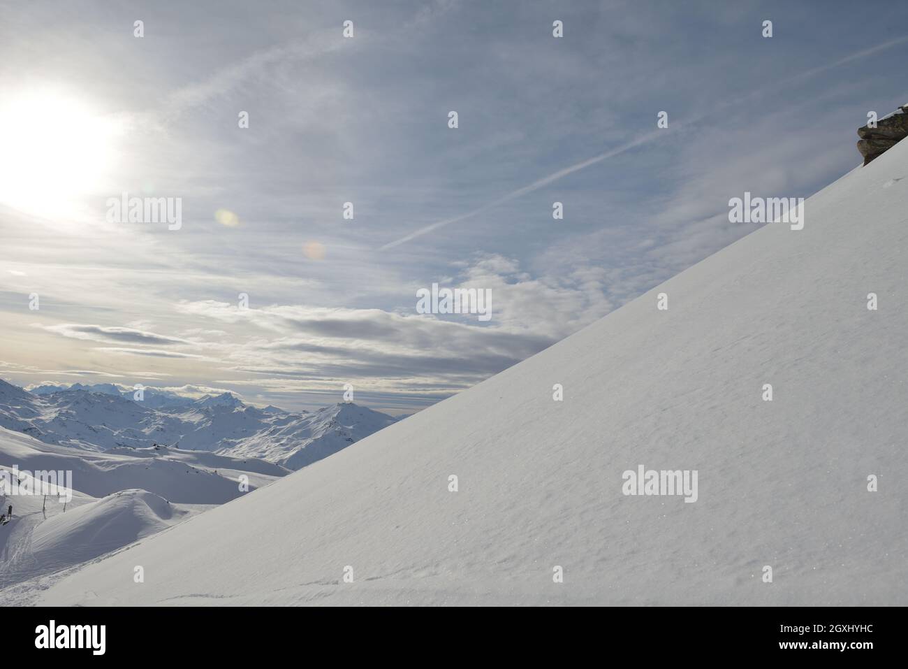winter mountains beautiful alpine panoramic view of fresh snow capped ...