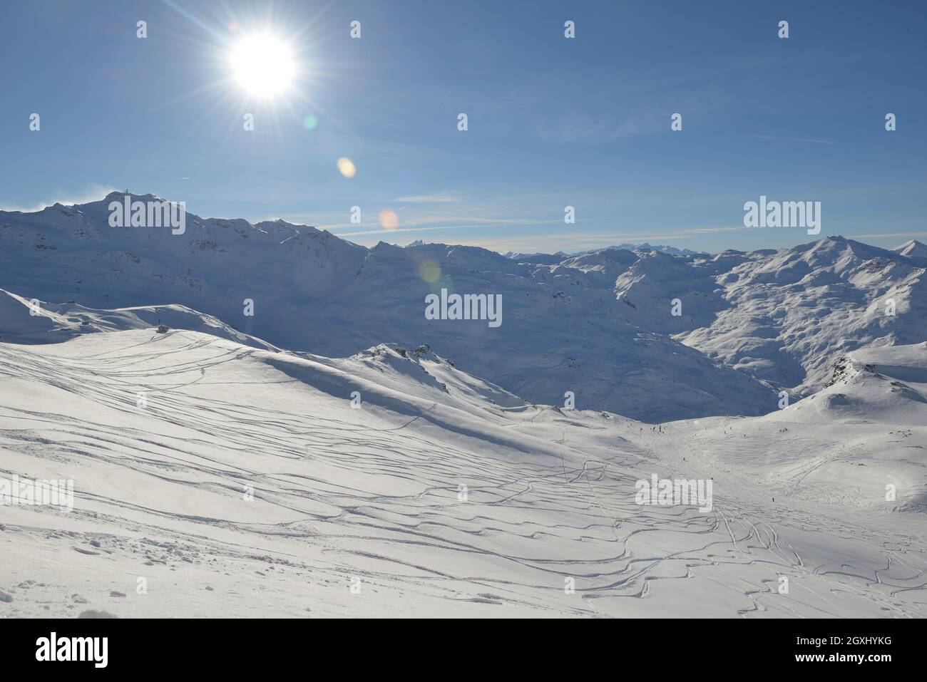 winter mountains beautiful alpine panoramic view of fresh snow capped ...