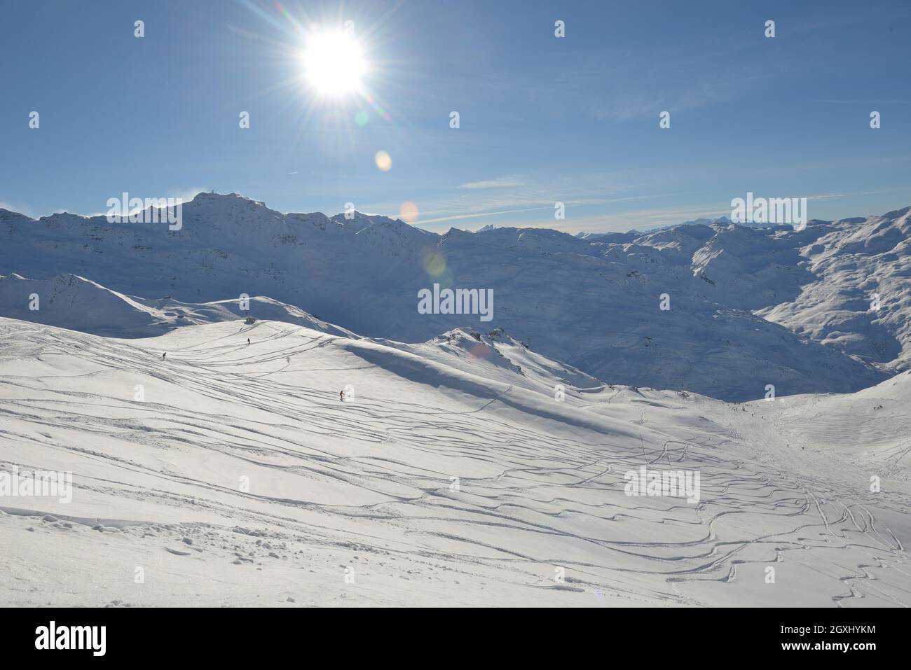 winter mountains beautiful alpine panoramic view of fresh snow capped ...