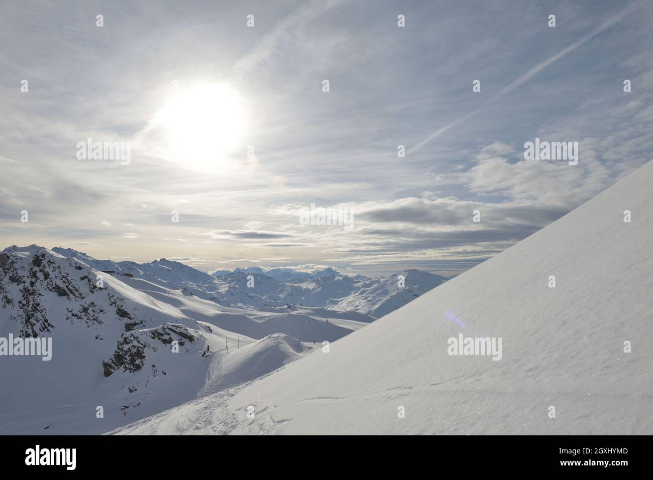 winter mountains beautiful alpine panoramic view of fresh snow capped ...