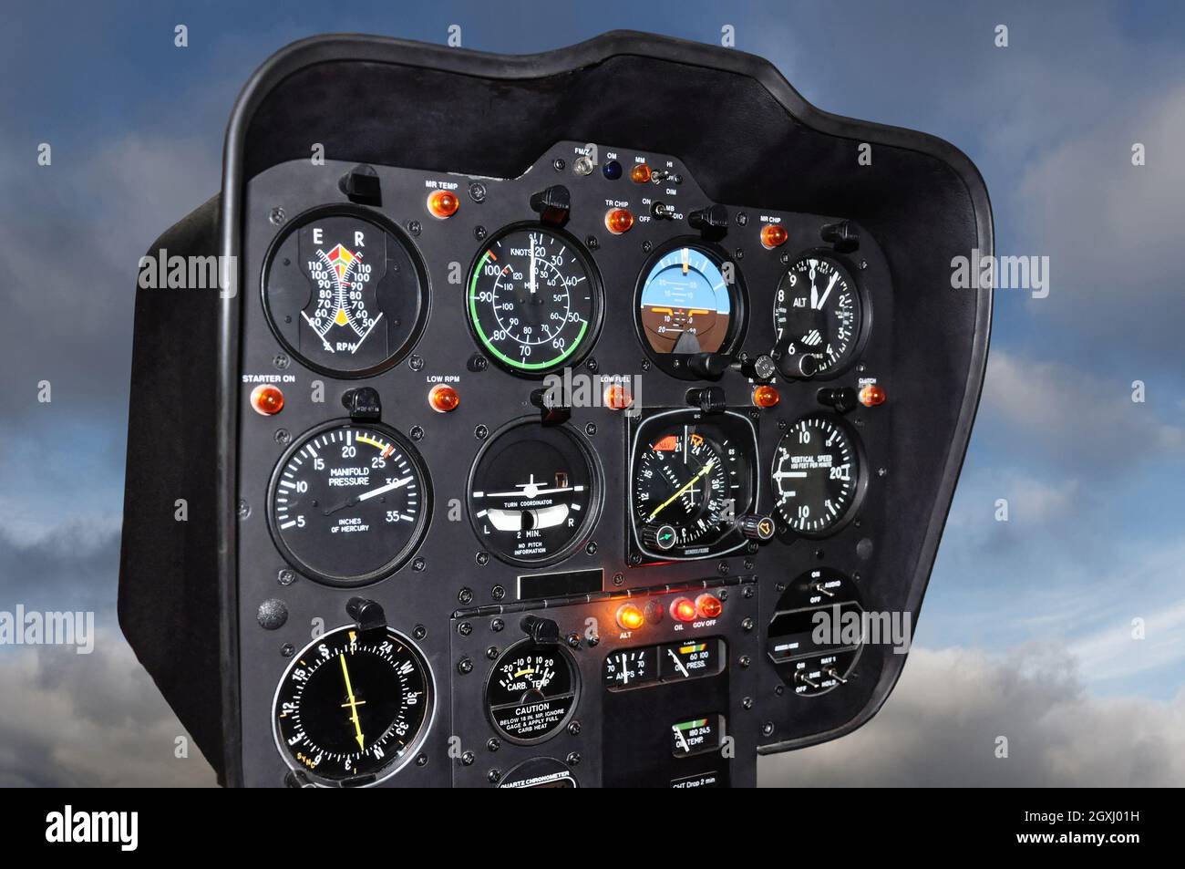 Instrument panel with navigation instruments of a helicopter Stock ...