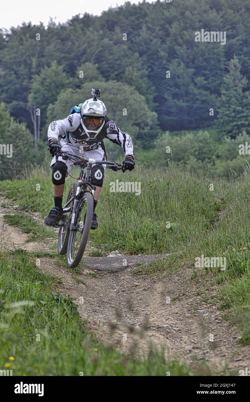 Downhill, sport, bicycle, mountain Stock Photo - Alamy