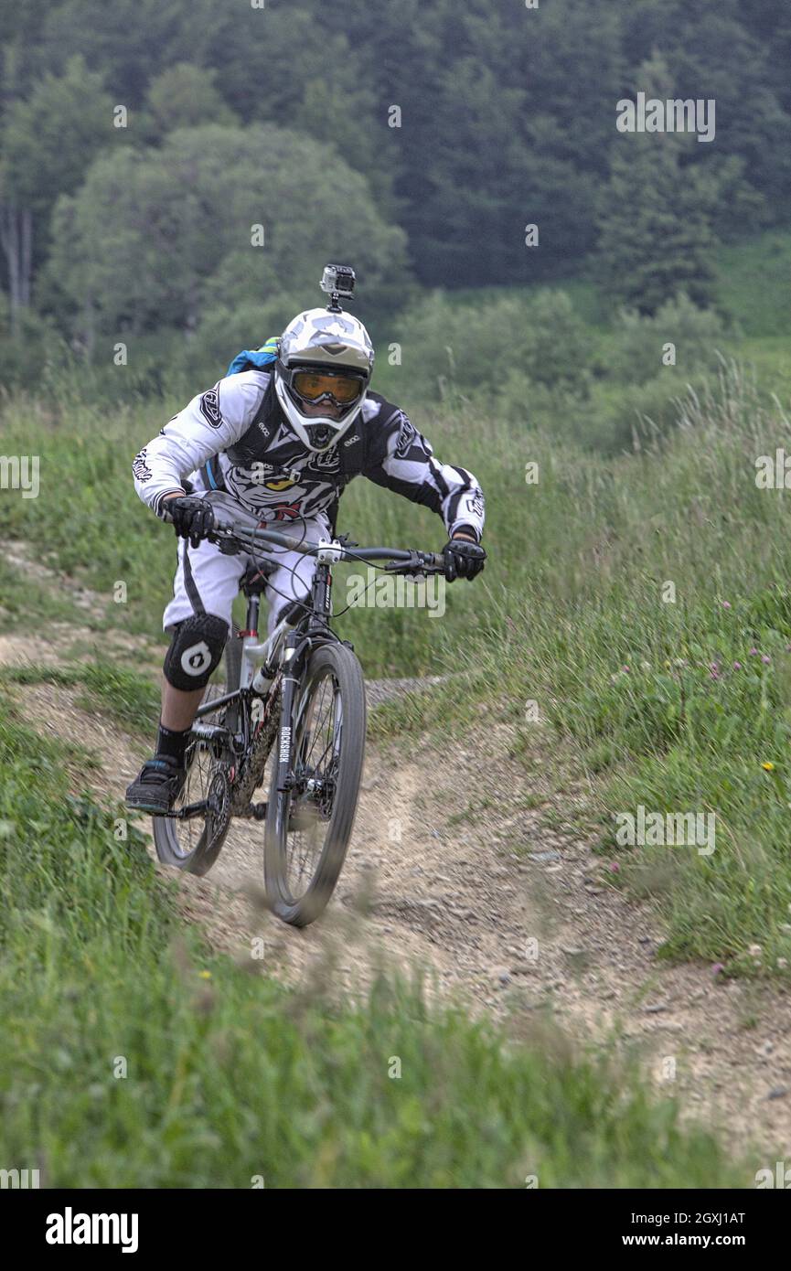Downhill, sport, bicycle, mountain Stock Photo - Alamy