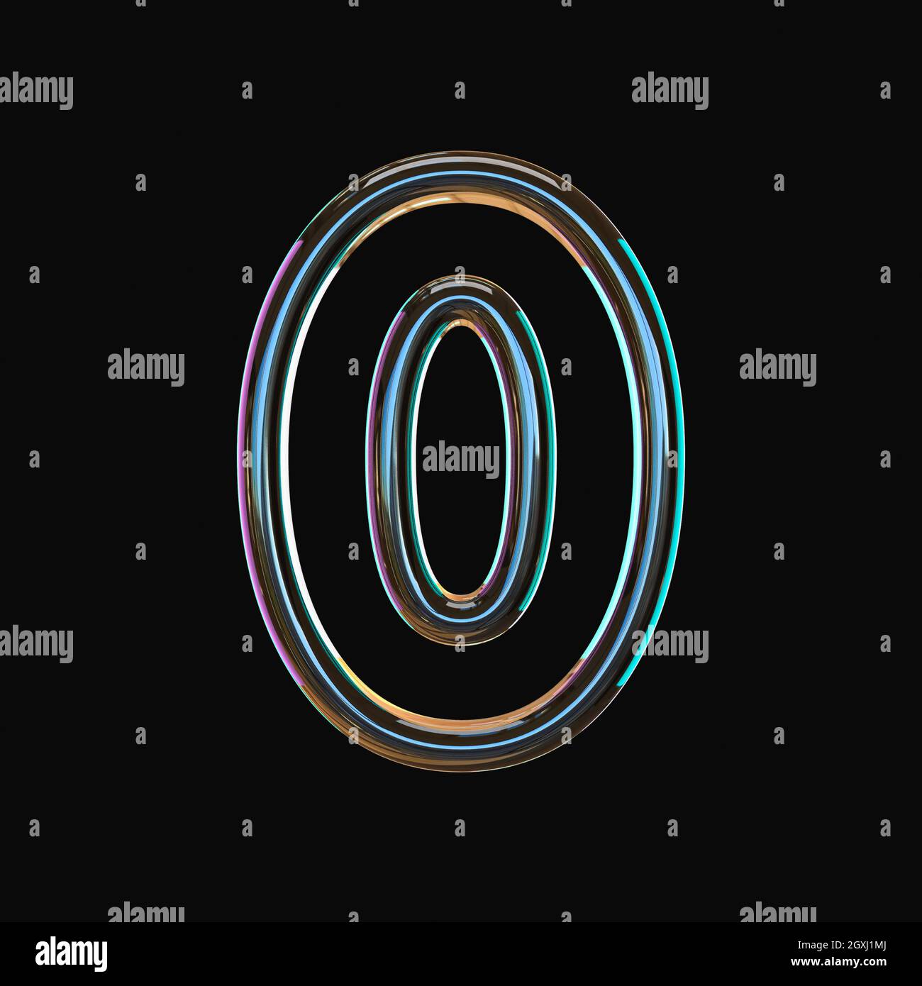 Vivid color glass font Number 0 ZERO 3D render illustration isolated on ...
