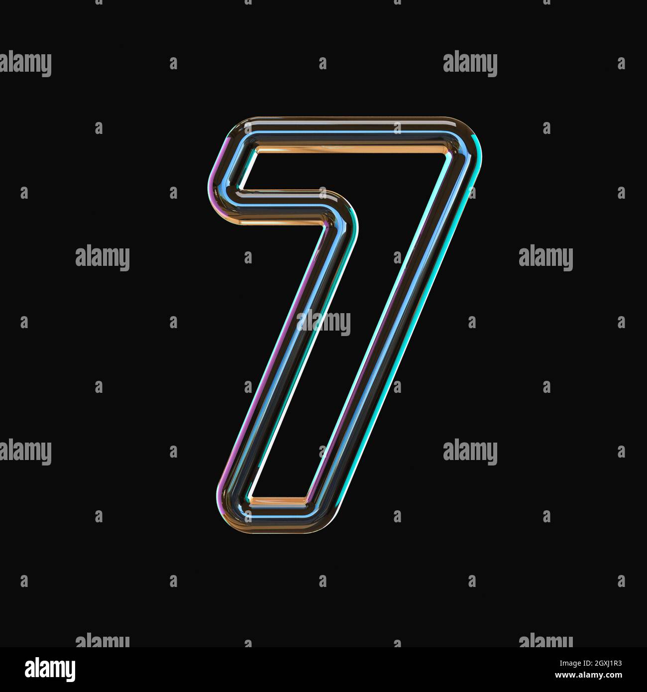 Vivid color glass font Number 7 SEVEN 3D render illustration isolated ...