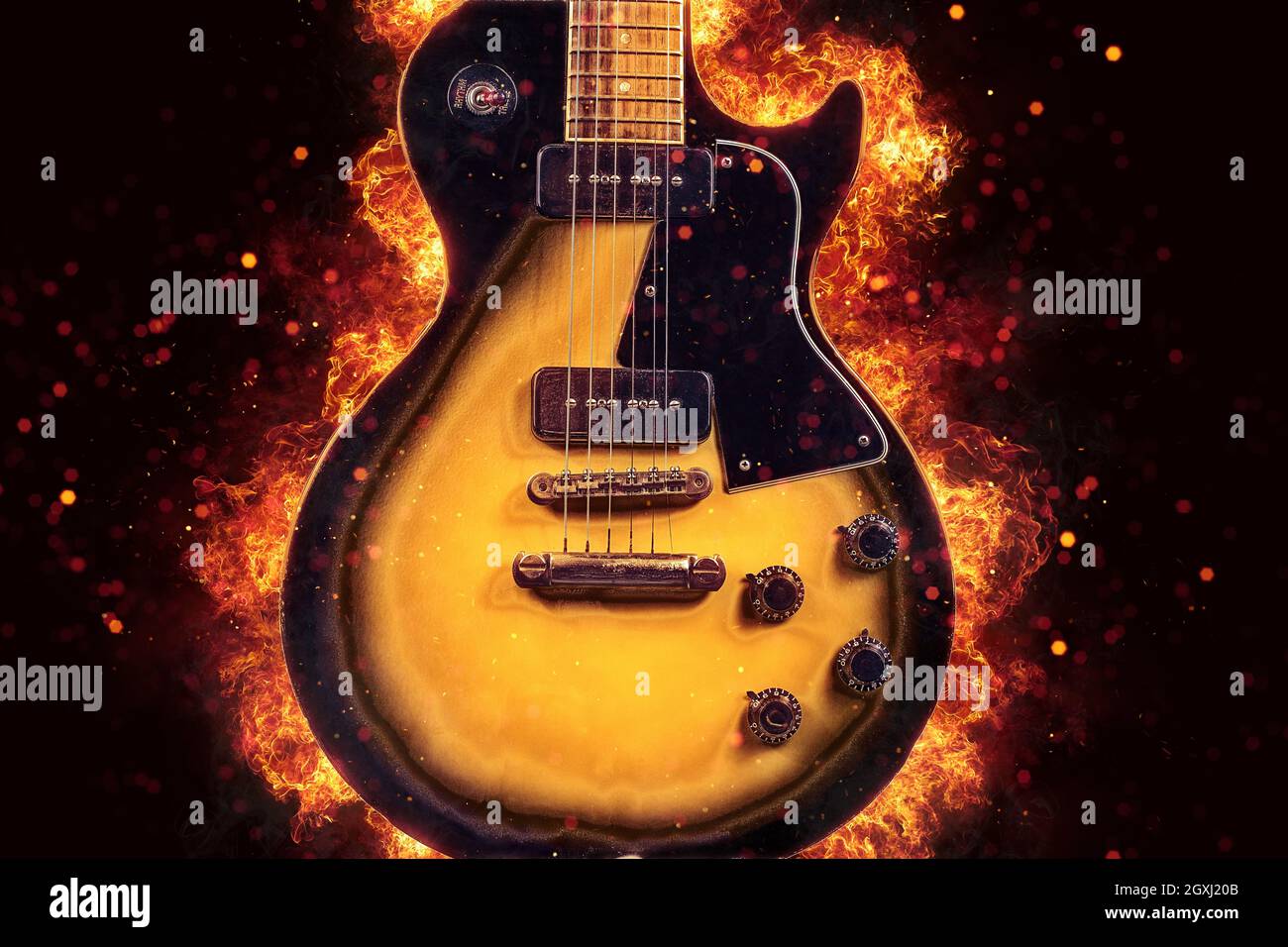 Flaming music from electric guitar Stock Photo - Alamy