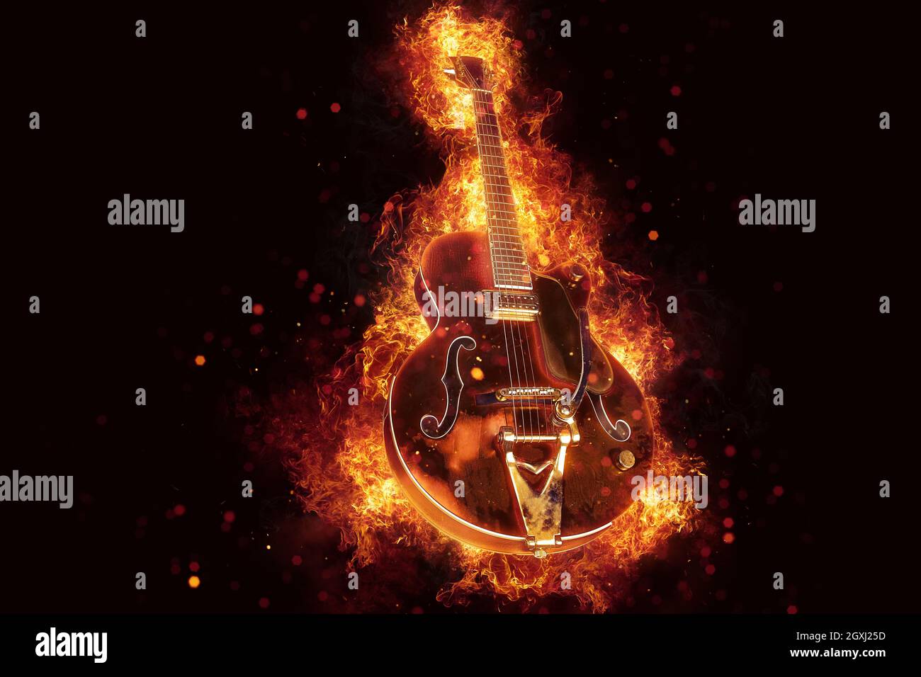 Flaming music from electric guitar Stock Photo - Alamy