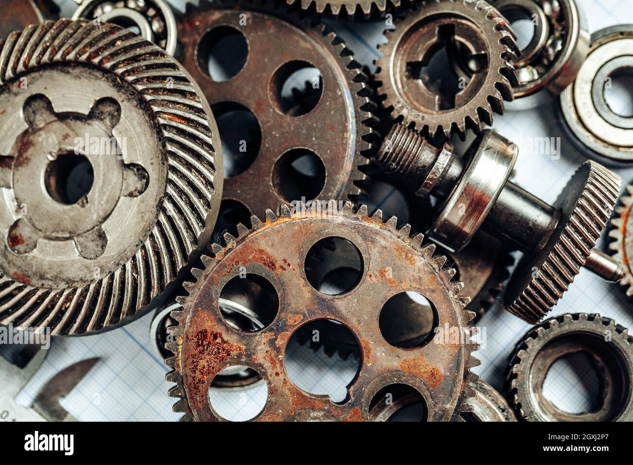 Car parts on graph paper for car engineering Stock Photo - Alamy
