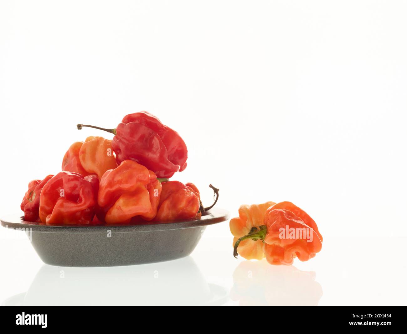 High resolution food ingredient still-life of Scotch Bonnet Peppers, on ...