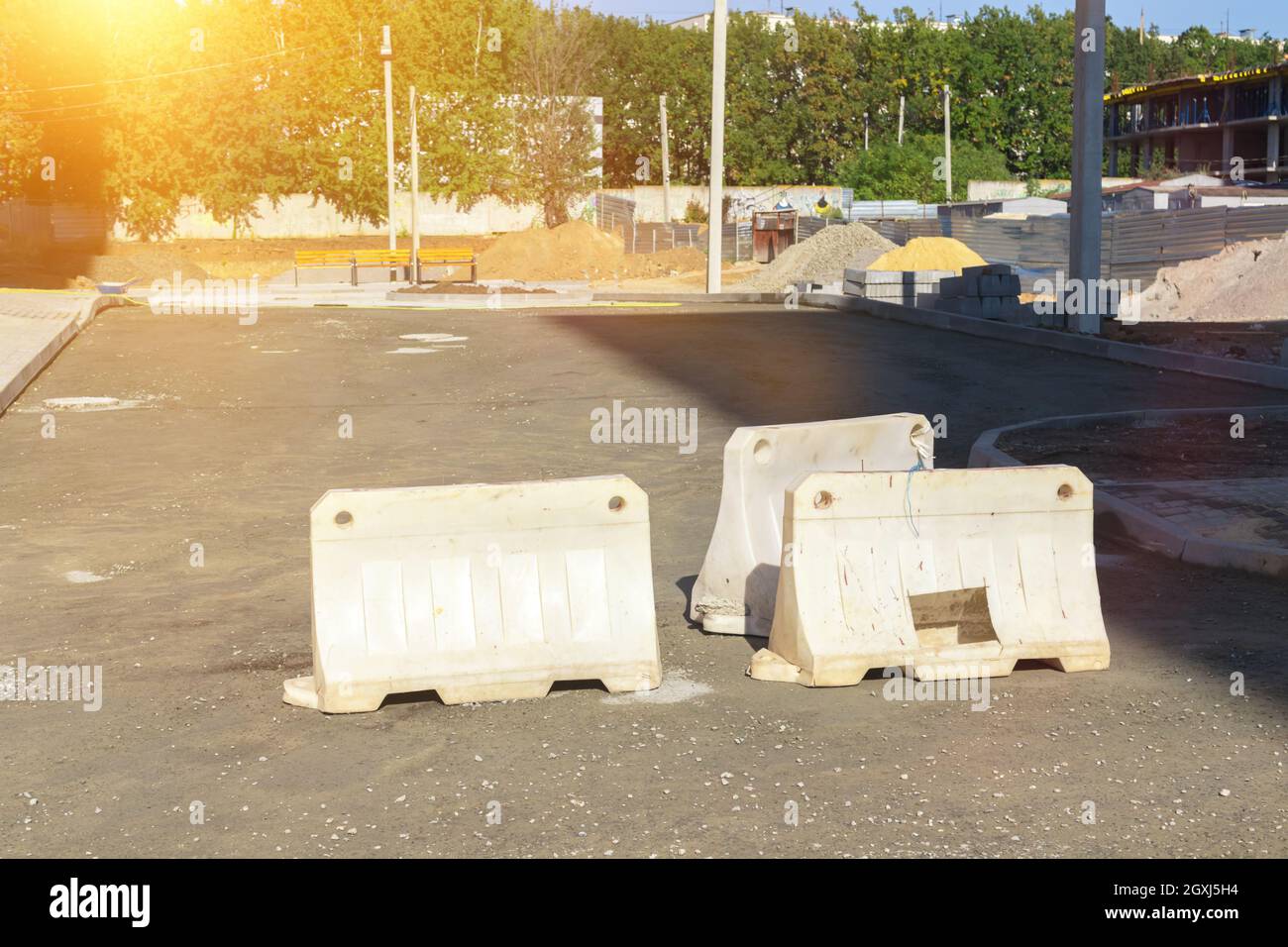 Construction site fencing, construction safety concept. Protective ...
