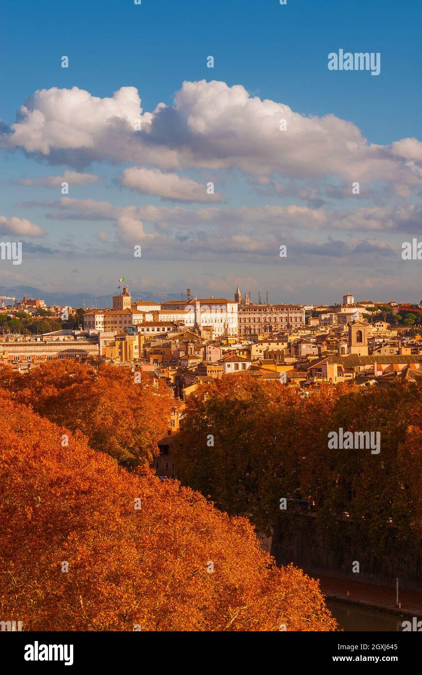 Autumn in Rome. View of the historical center skyline with Quirinal ...