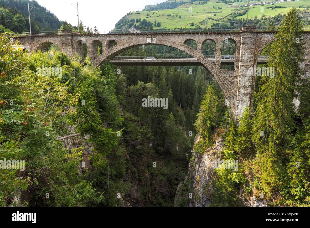 The Solis Viaduct (Soliser Viadukt), single track, eleven-arched ...