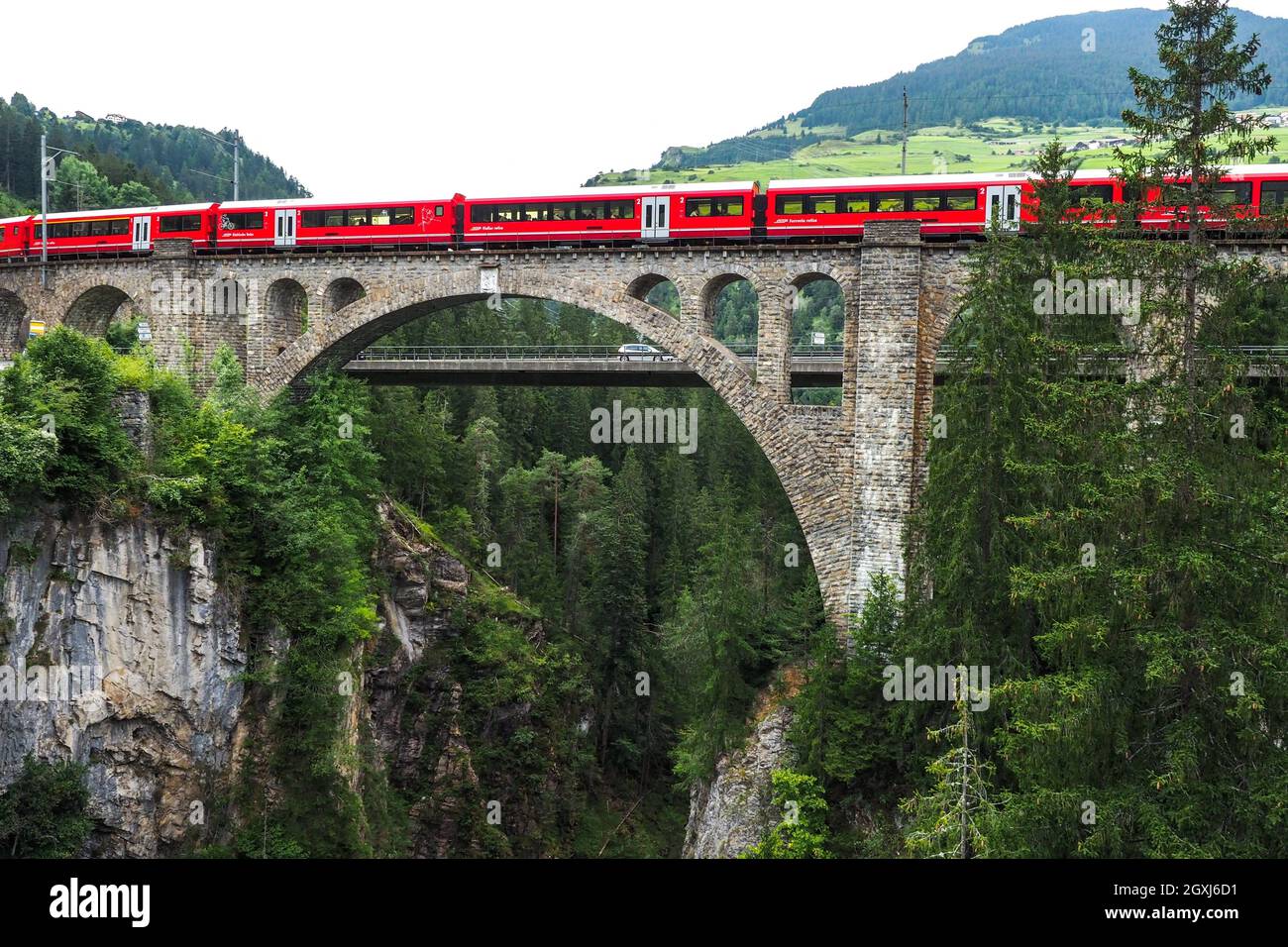 The Solis Viaduct (Soliser Viadukt), single track, eleven-arched ...