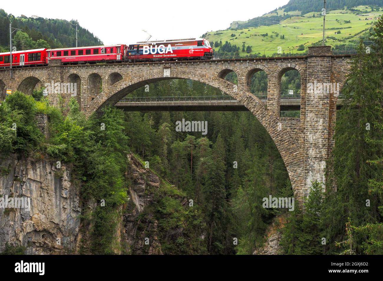 The Solis Viaduct (Soliser Viadukt), single track, eleven-arched ...