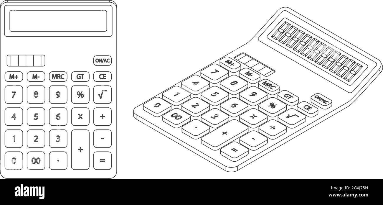 Vector calculator illustration front and isometric view Stock Vector ...