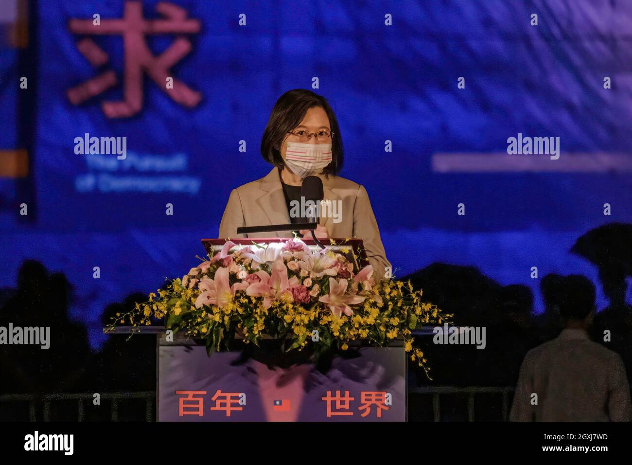 Taiwanese President Tsai Ing-Wen seen making speeches ahead of the ...