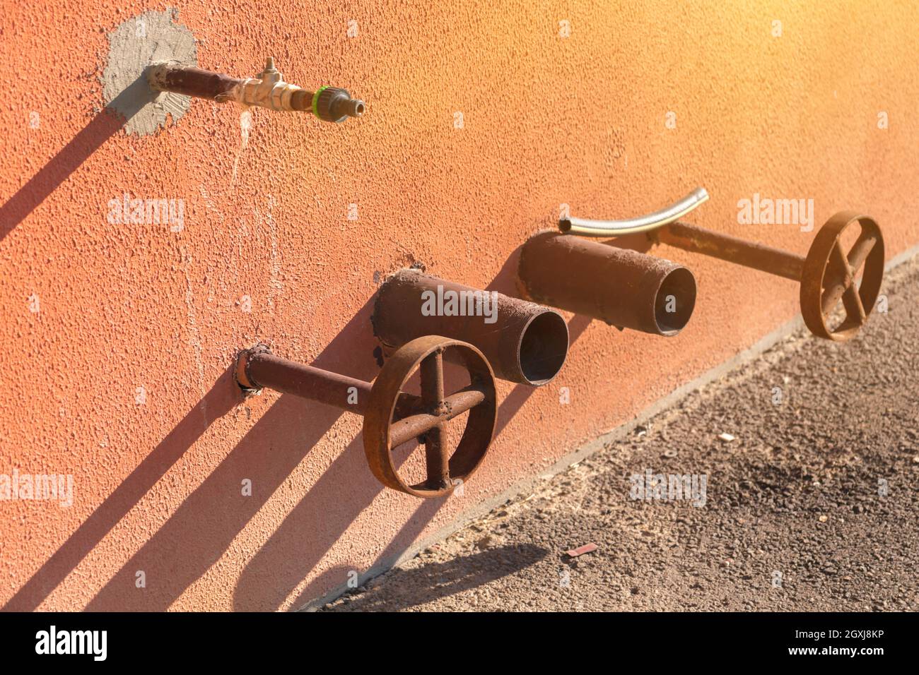 Fire water hydrant device and system on the wall. Fire prevention and ...