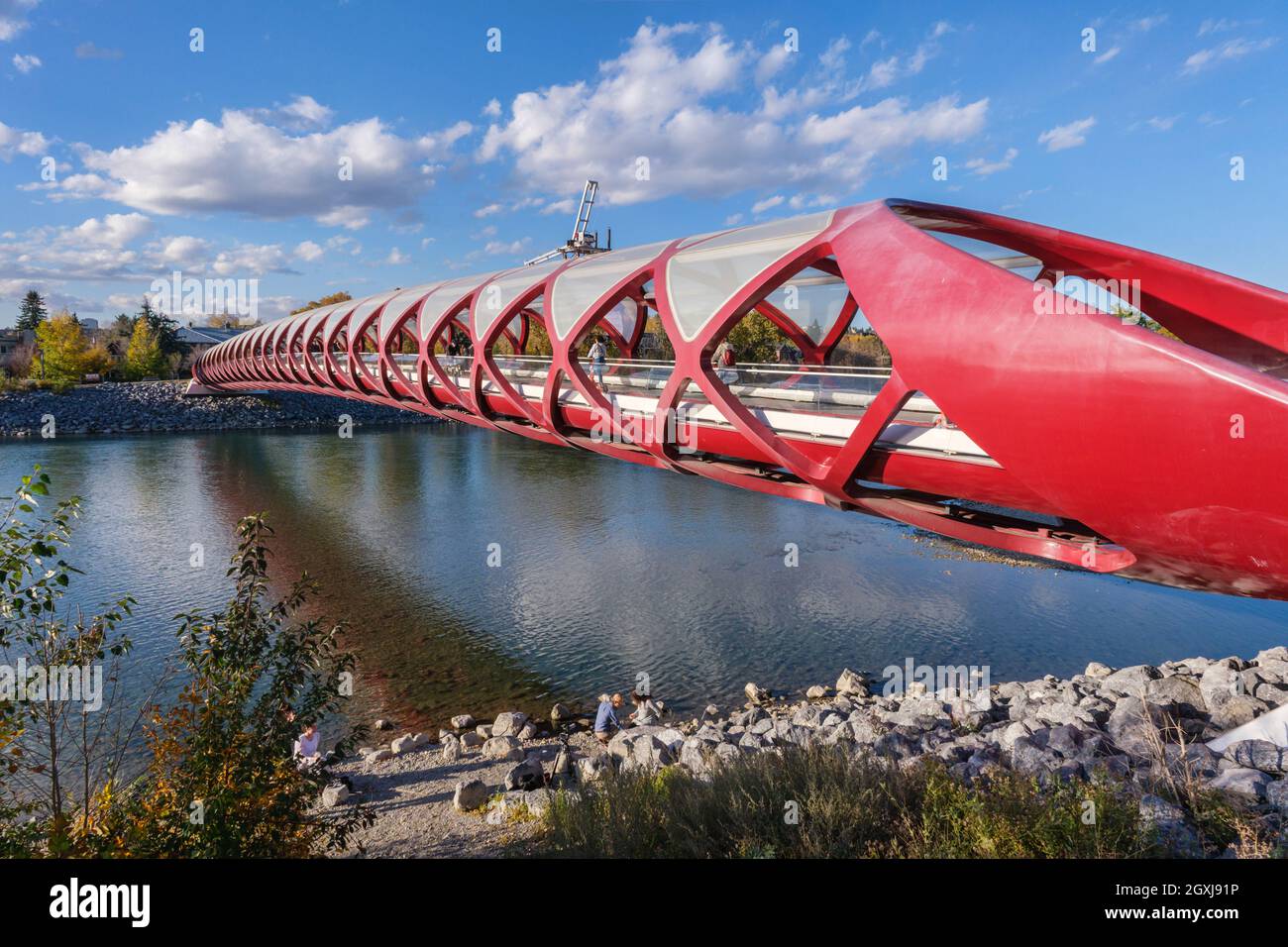 Calgary, Alberta, Canada - 1 October 2021: A view of the Peace Bridge ...