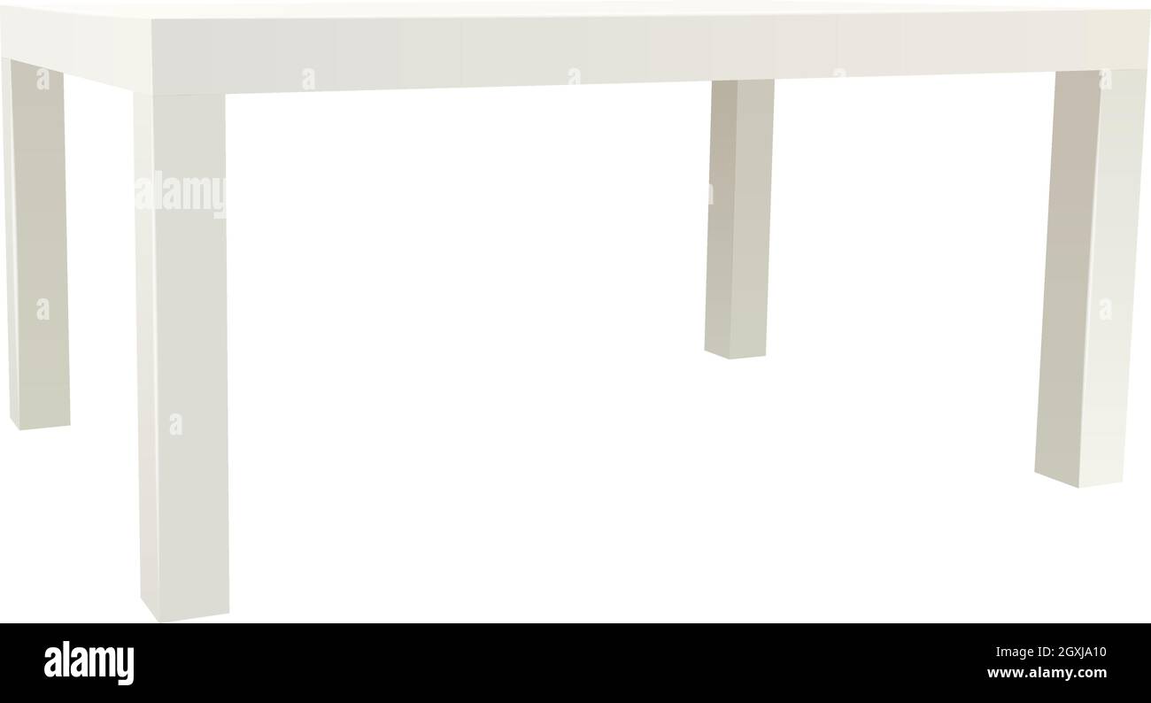 Vector white rectangular side table realistic illustration, perspective ...
