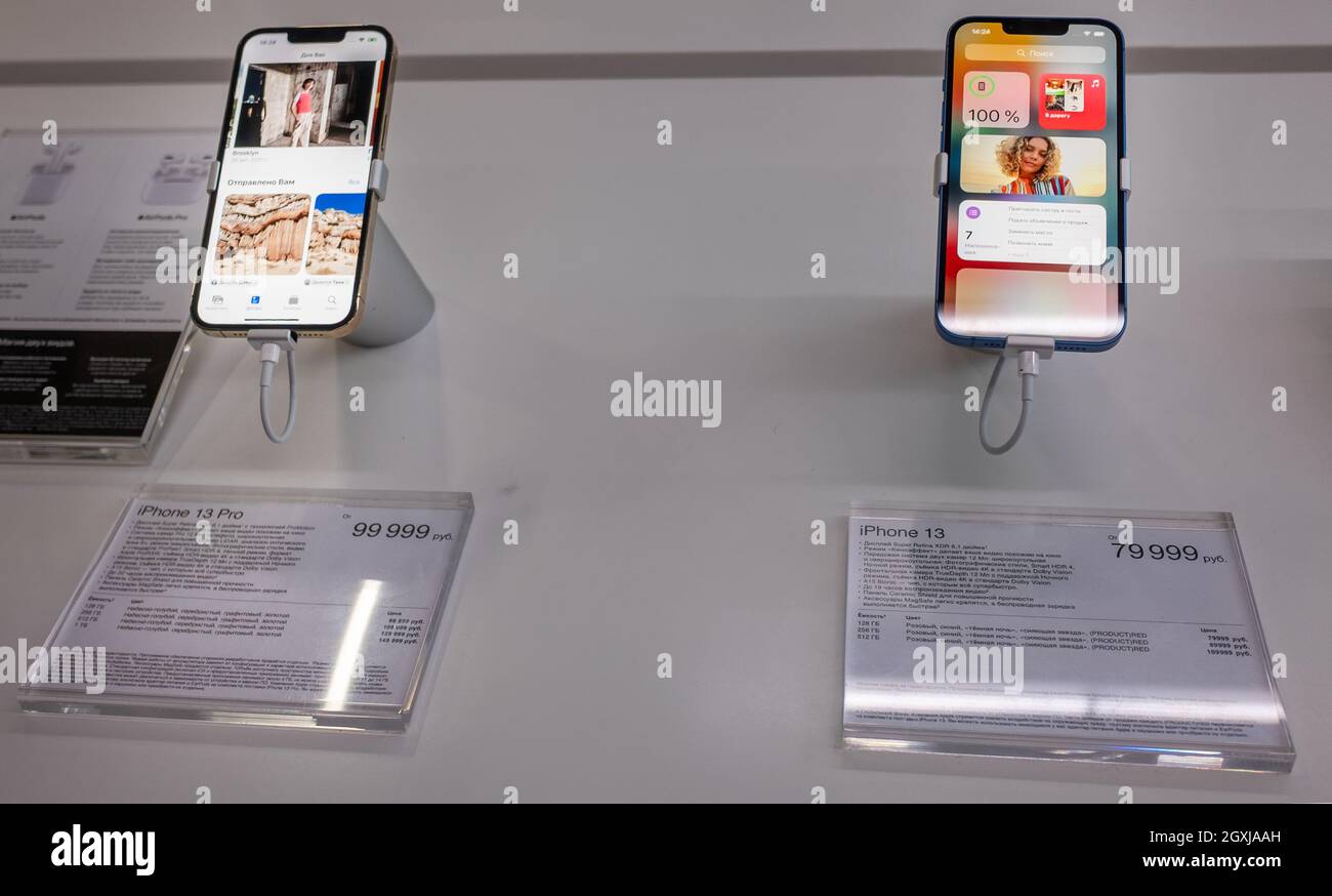 September 24, 2021, Moscow, Russia. A new smartphones from Apple iPhone ...