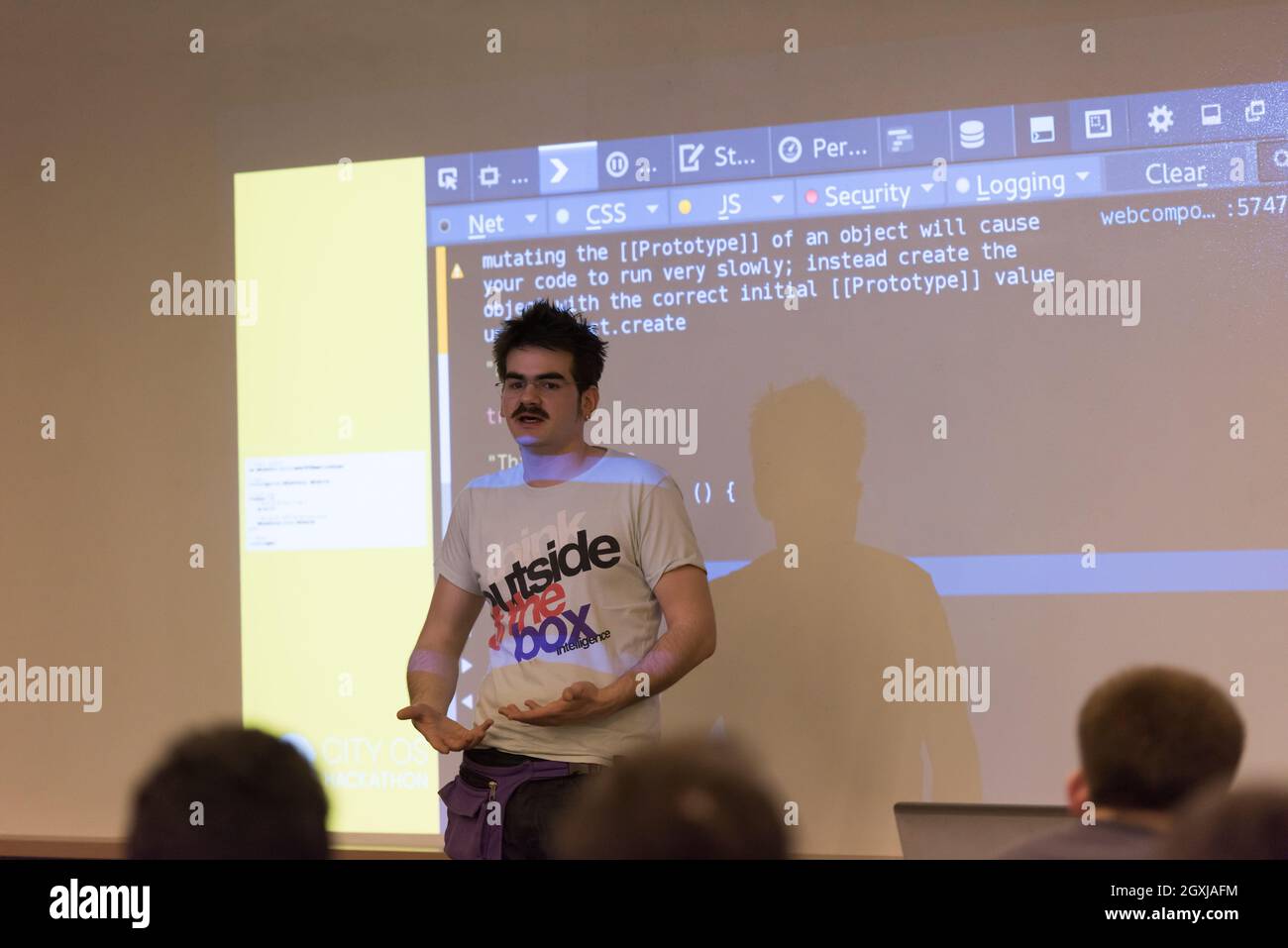 young computer technology students on code programming class have ...