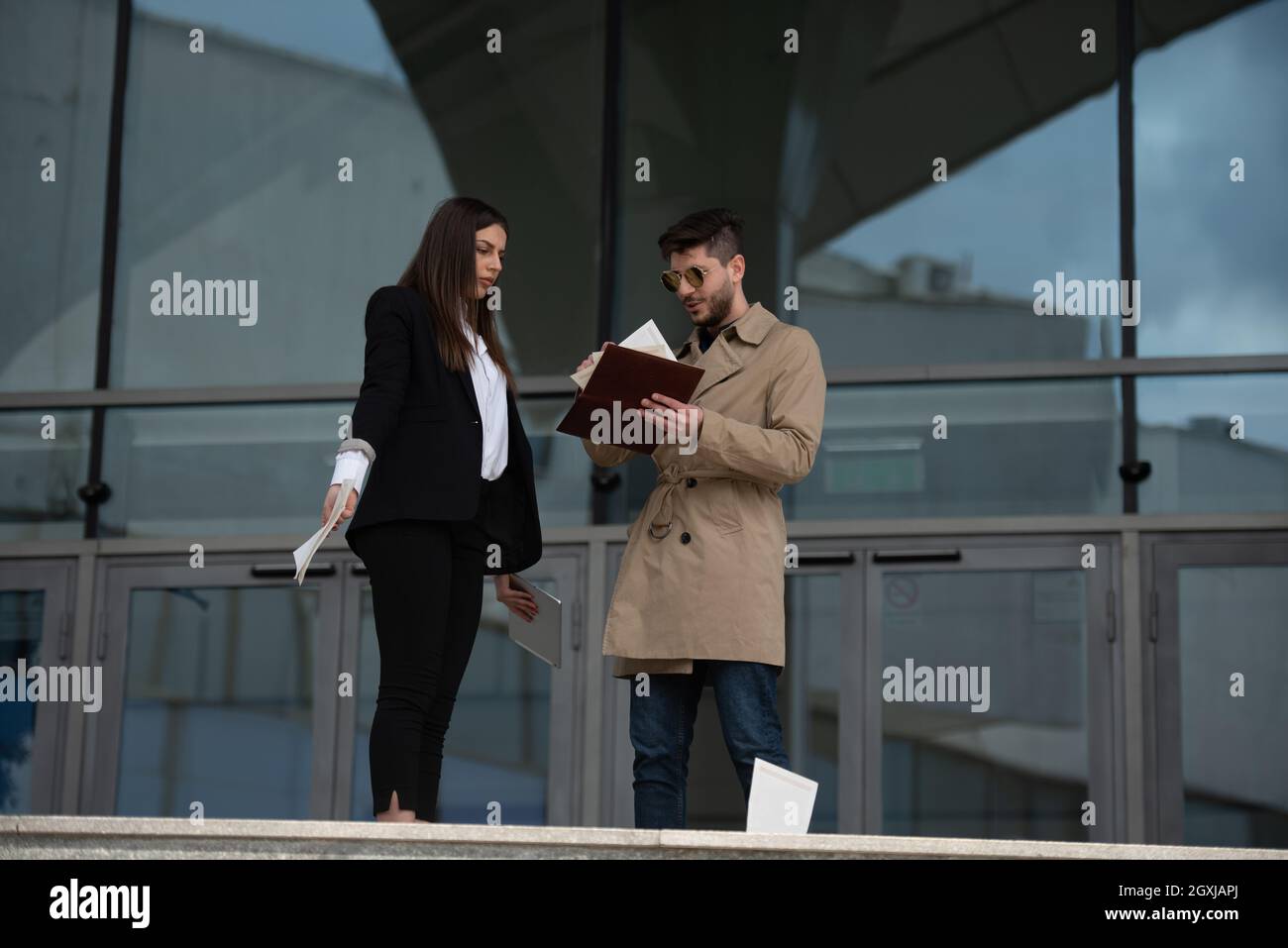 Business people are talking about the solution for their problem in the ...