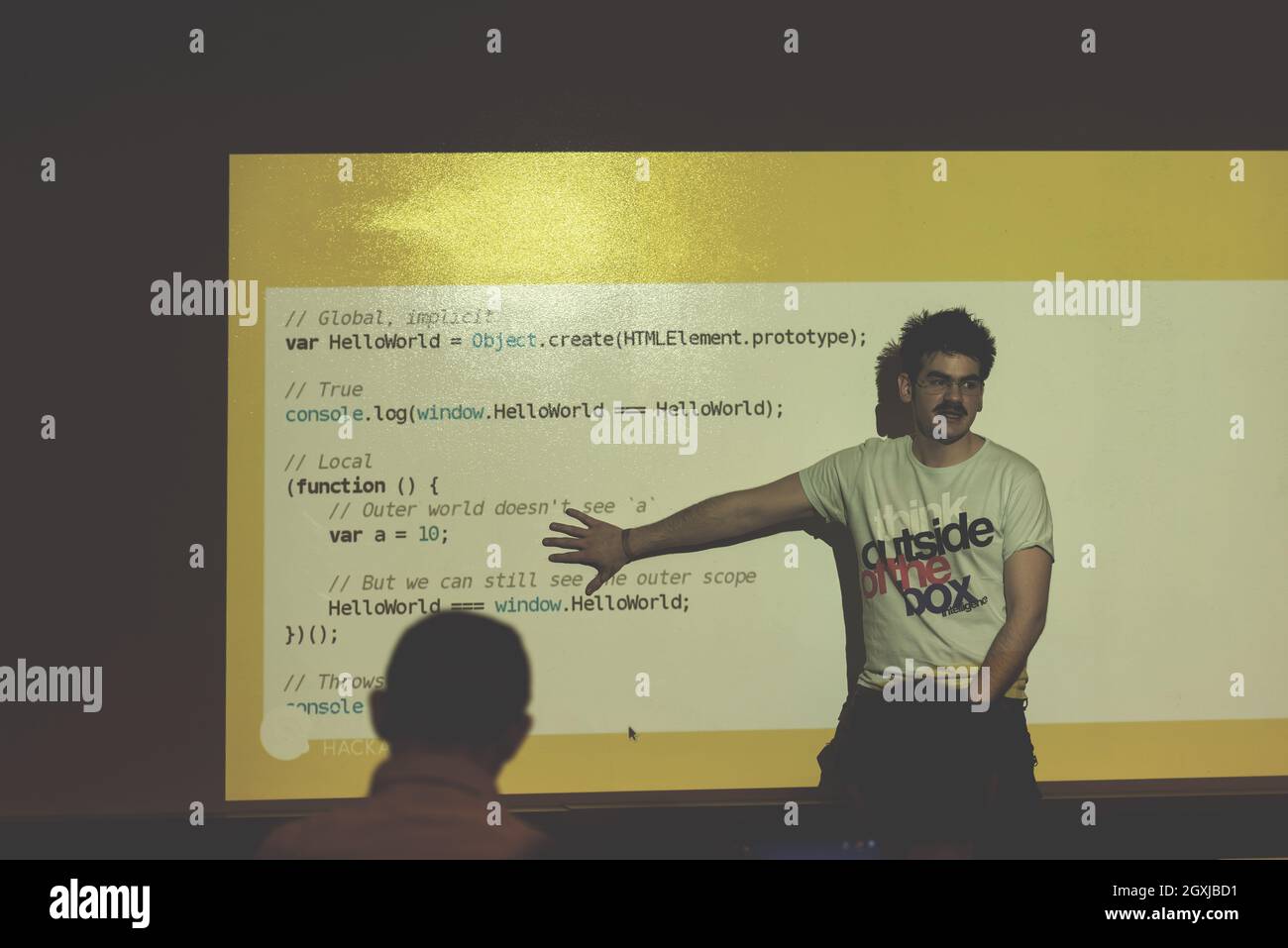 young computer technology students on code programming class have ...