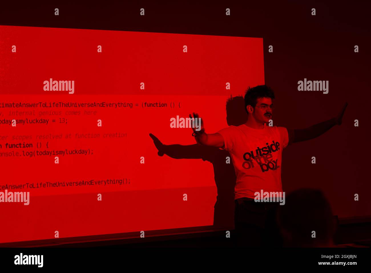 young computer technology students on code programming class have ...