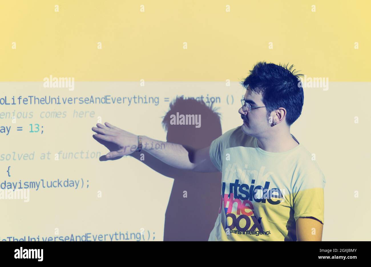 young computer technology students on code programming class have ...