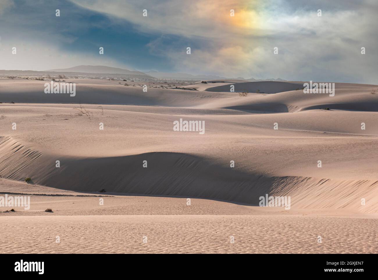 Low sun with supurb skys over the beautiful natural park in Corralejo ...