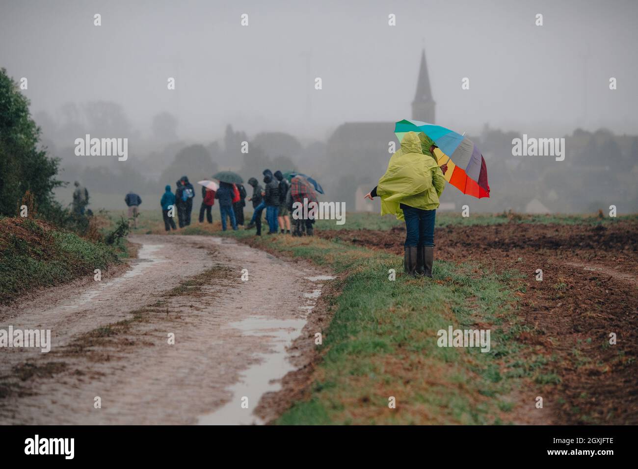 3rd October 2021 Paris-Roubaix. Terrible weather conditions. Photo by ...