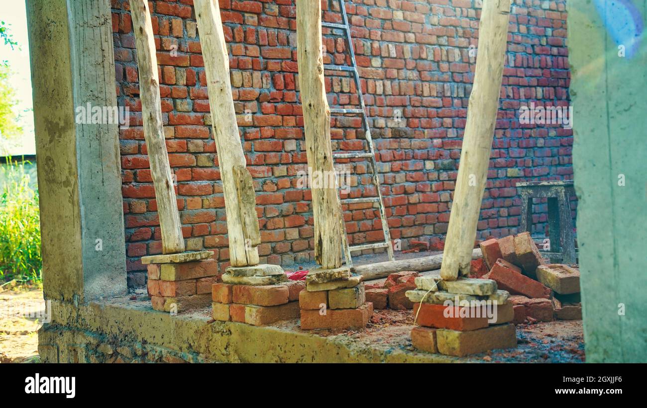 Red bricks and the unconstructed wall of high quality construction ...