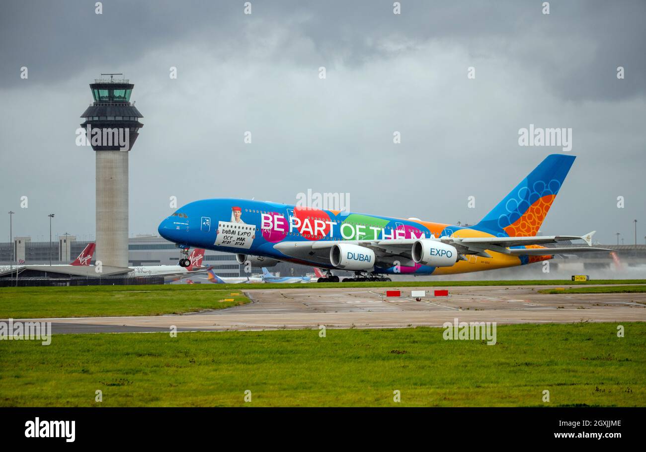 Emirates A380 Dubai Expo 2020 Special Livery aircraft, arrived/departed ...