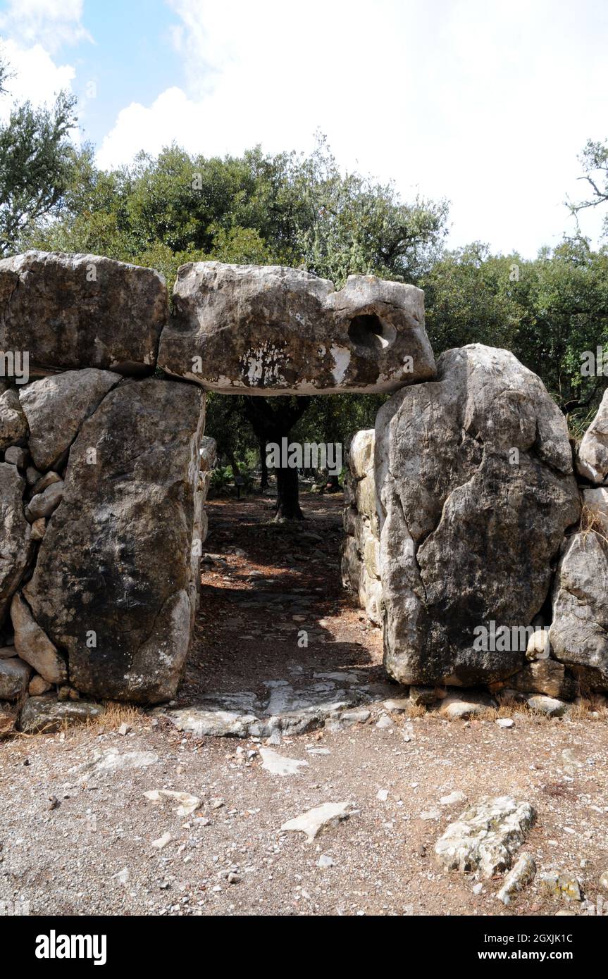 The main door to and from the talaiotic settlement at Ses Paisses near ...