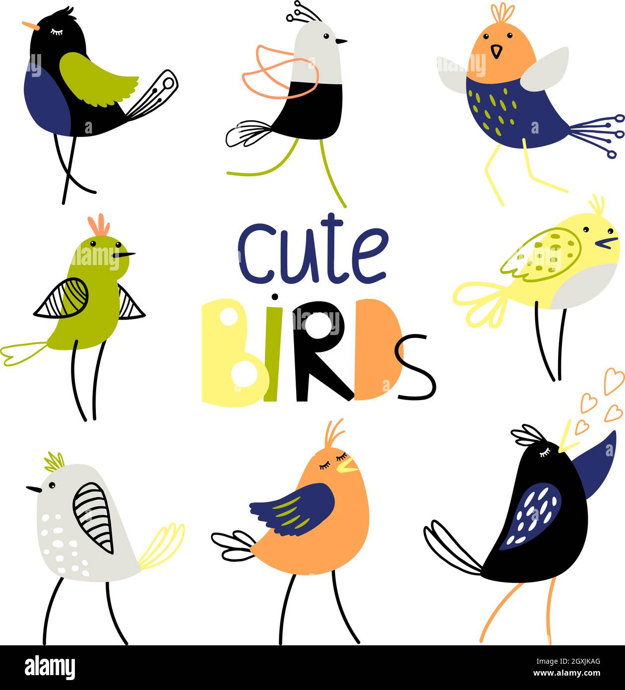 Collection of different vector colored funny birds Stock Vector Image ...