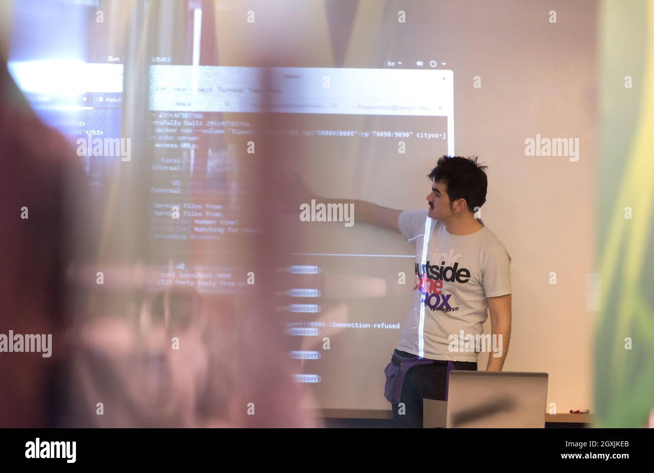 young computer technology students on code programming class have ...