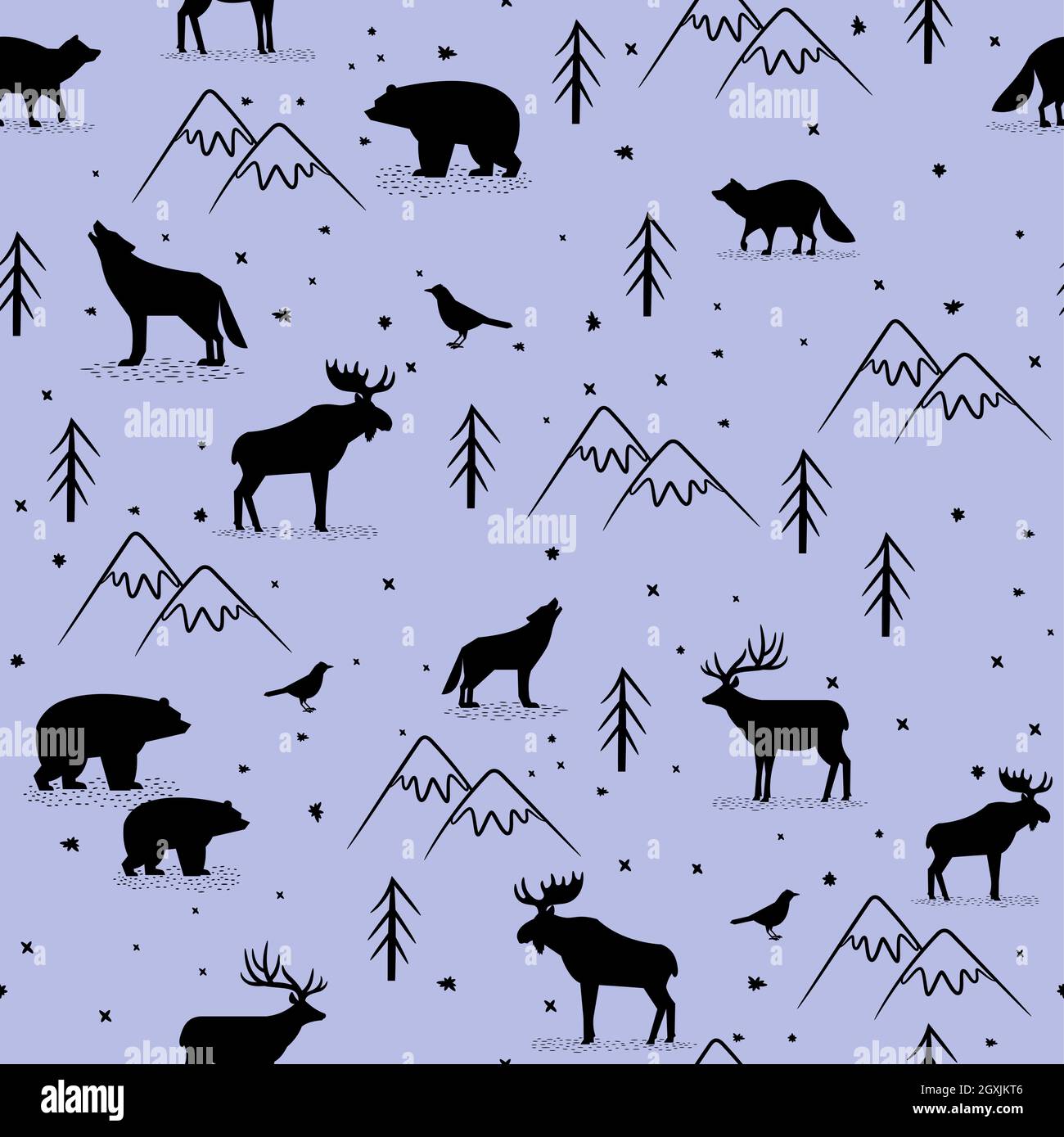 Seamless pattern with wild animals Stock Vector Image & Art - Alamy