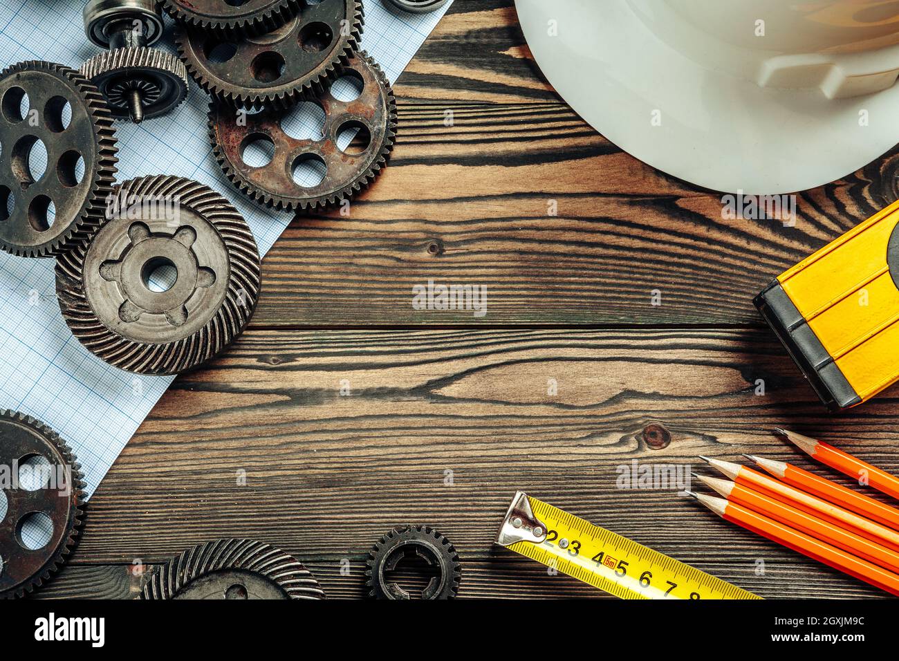 Car engineering tools top view on graph paper Stock Photo - Alamy