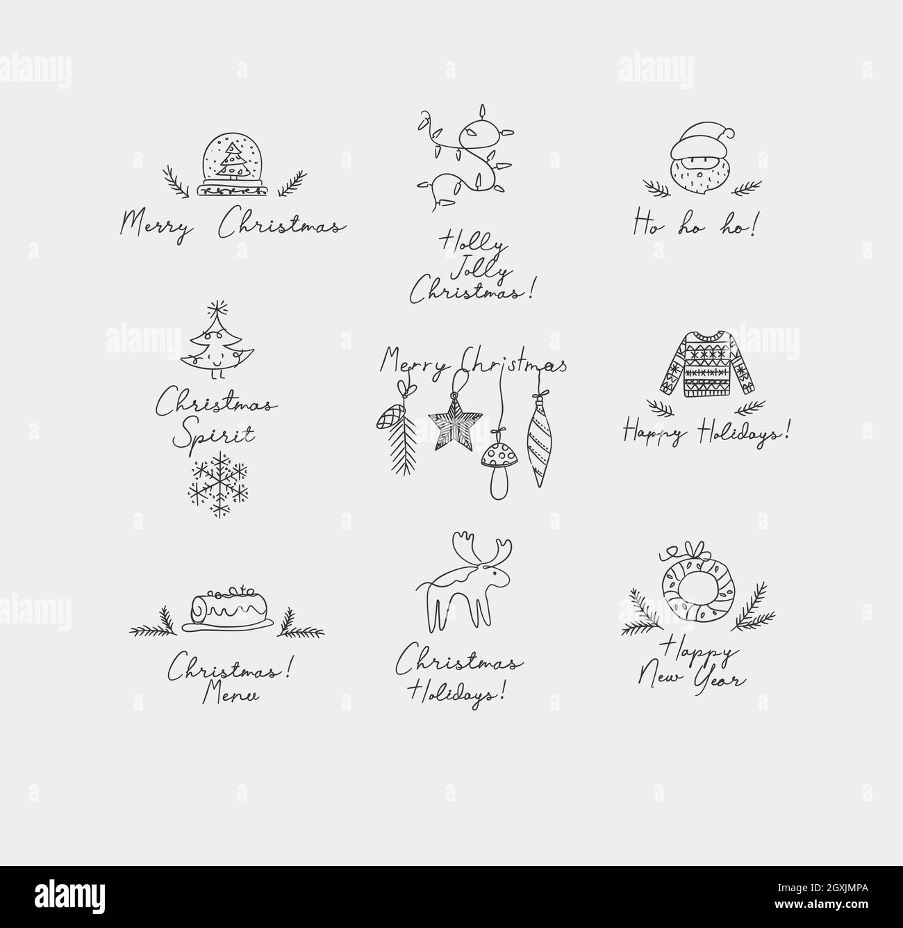 Merry christmas lettering in silhouette Stock Vector Images - Alamy