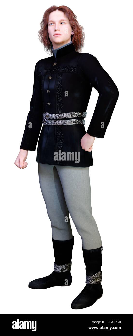 3D rendering of a fairy tale medieval prince isolated on white ...