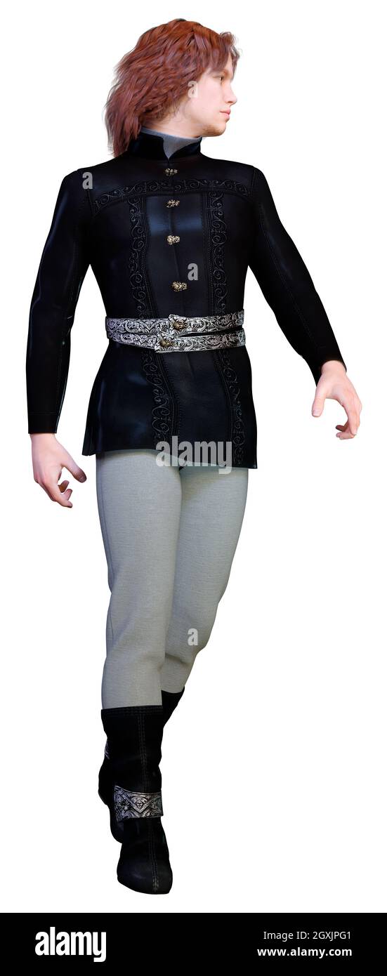 3D rendering of a fairy tale medieval prince isolated on white ...